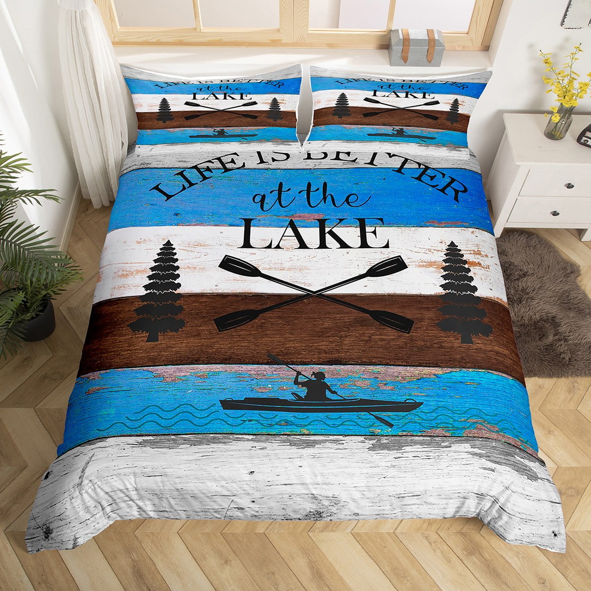 Lake House Comforter Cover, Lake Cabin Decor Bedding Set Lake House ...