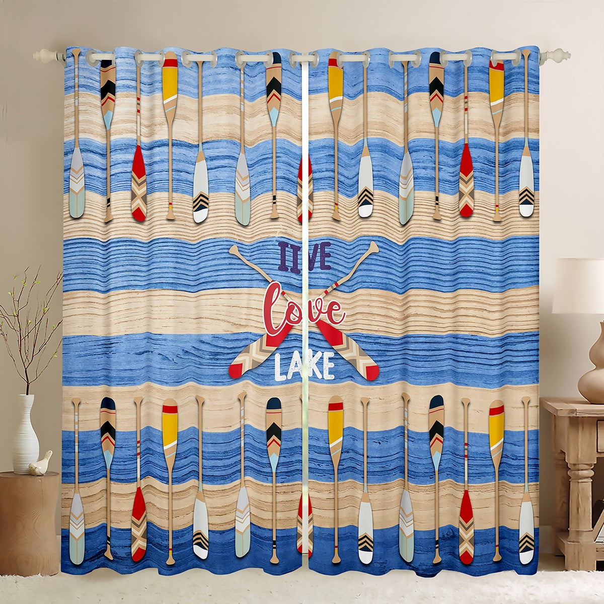 Lake House Curtains & Drapes, Paddle Boating Curtains Teens Bedroom ...