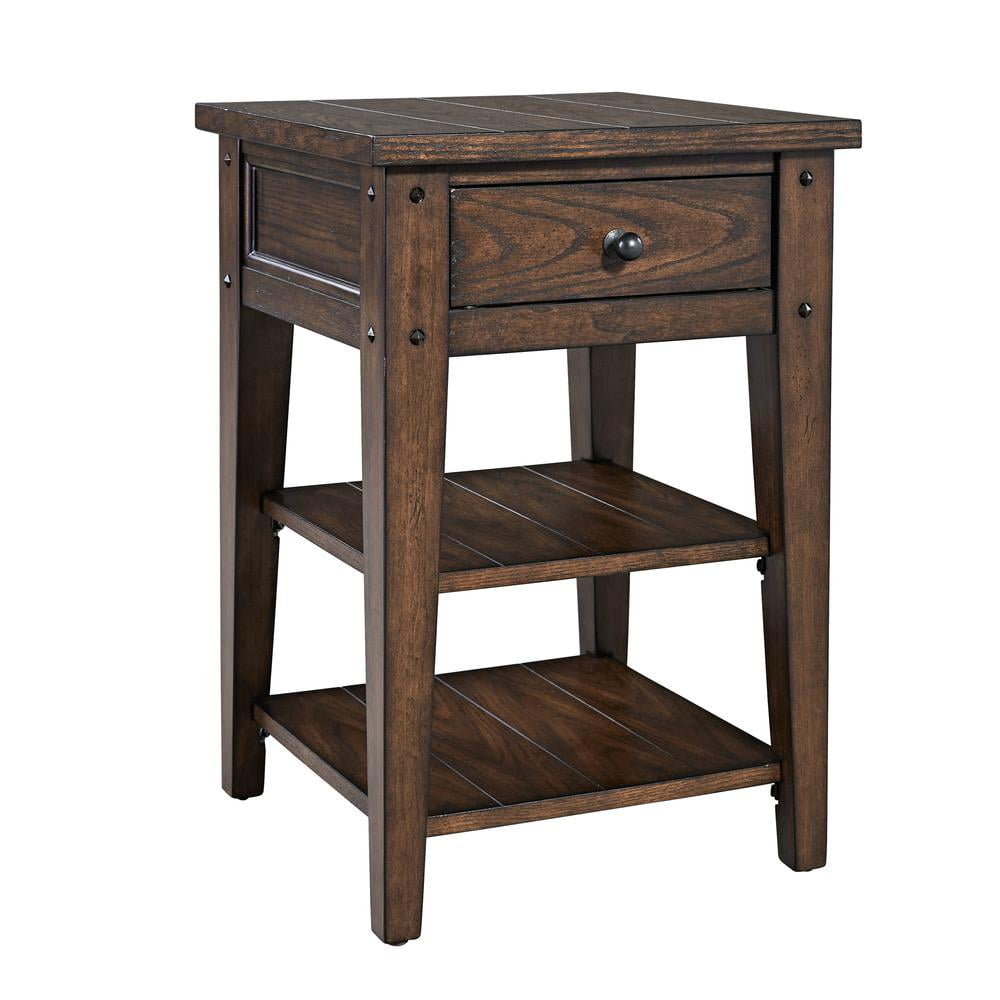 Lake House Accent End Table for Indoor Living Room or Bedroom, Dark ...