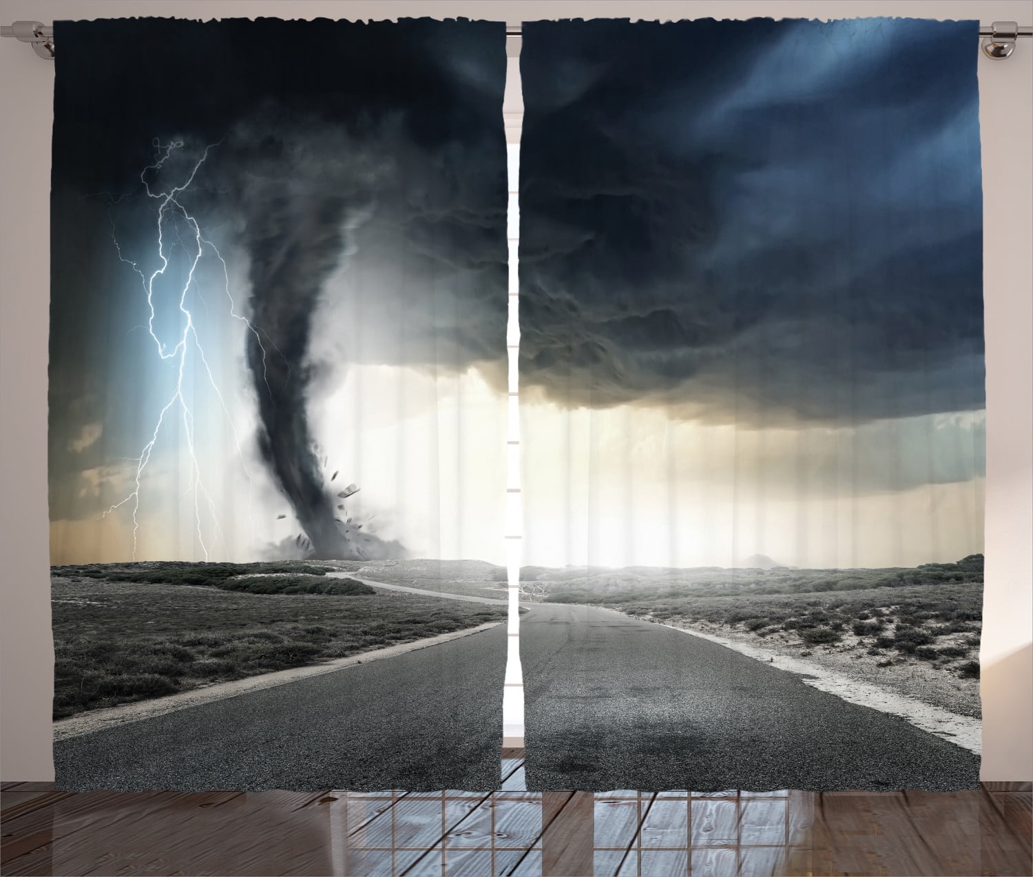 Ambesonne Nature Curtains 2 Panel Set, Black Tornado Funnel Gas, 108" x ...