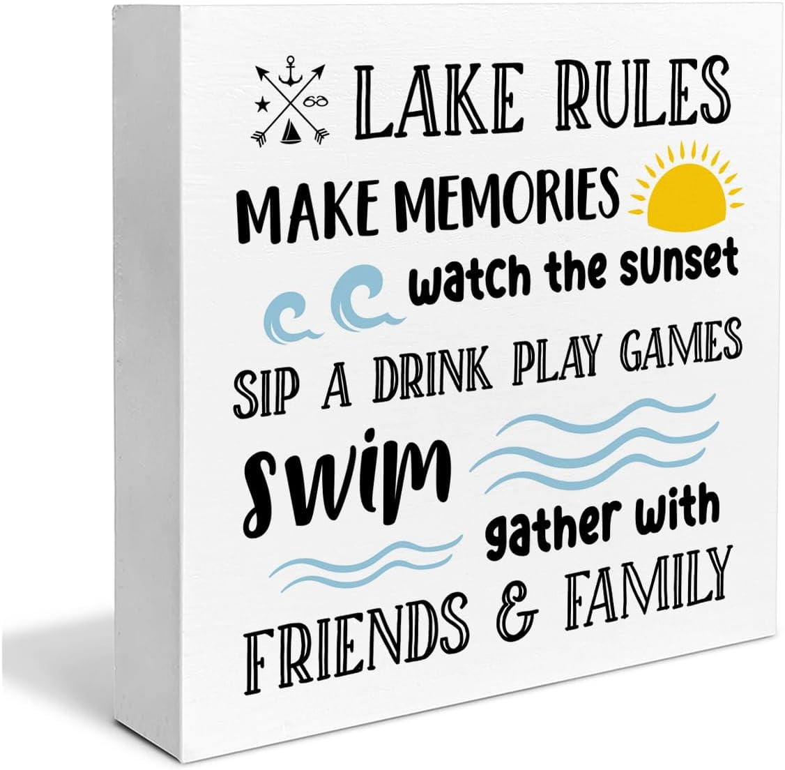 Lake House Decor Lake Wooden Sign Desk Sign Lake Rules Wooden Block ...
