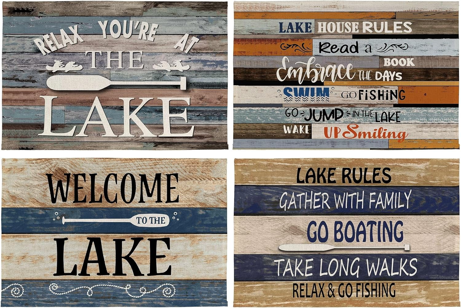 Lake House Decor Placemats Set of 4,Lake Decor for The Home,Rustic Lake ...