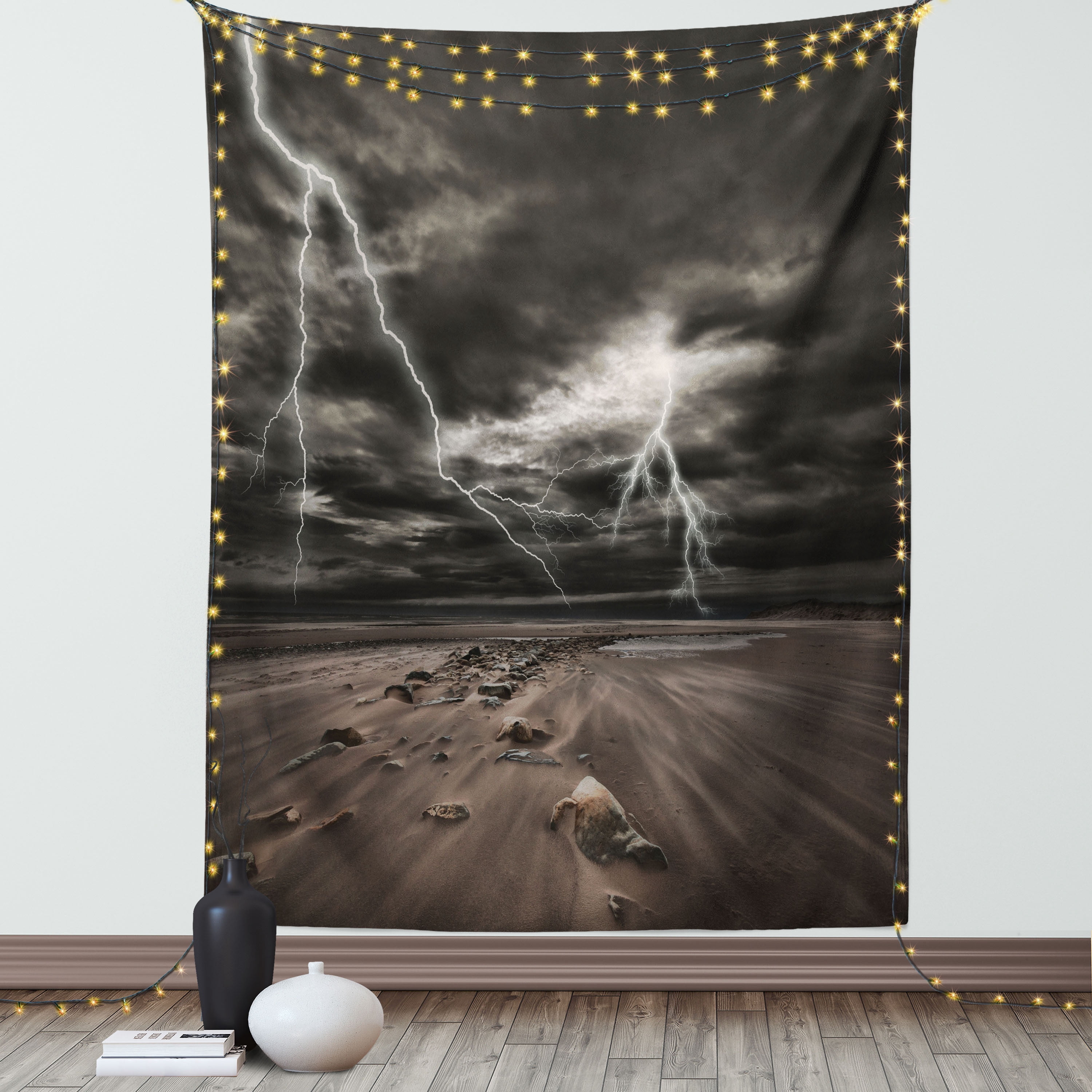 Lake House Decor Wall Hanging Tapestry, Lightning Flashes across the ...