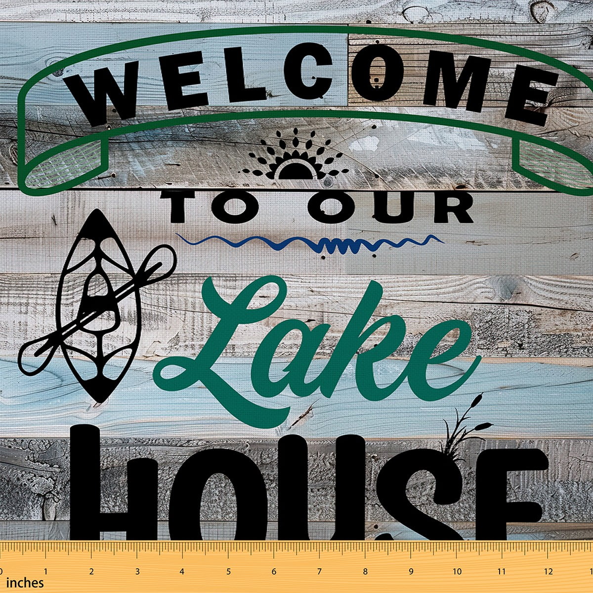 Lake House Decorative Fabric,Rowing Oars Indoor Outdoor Fabric,Boating ...