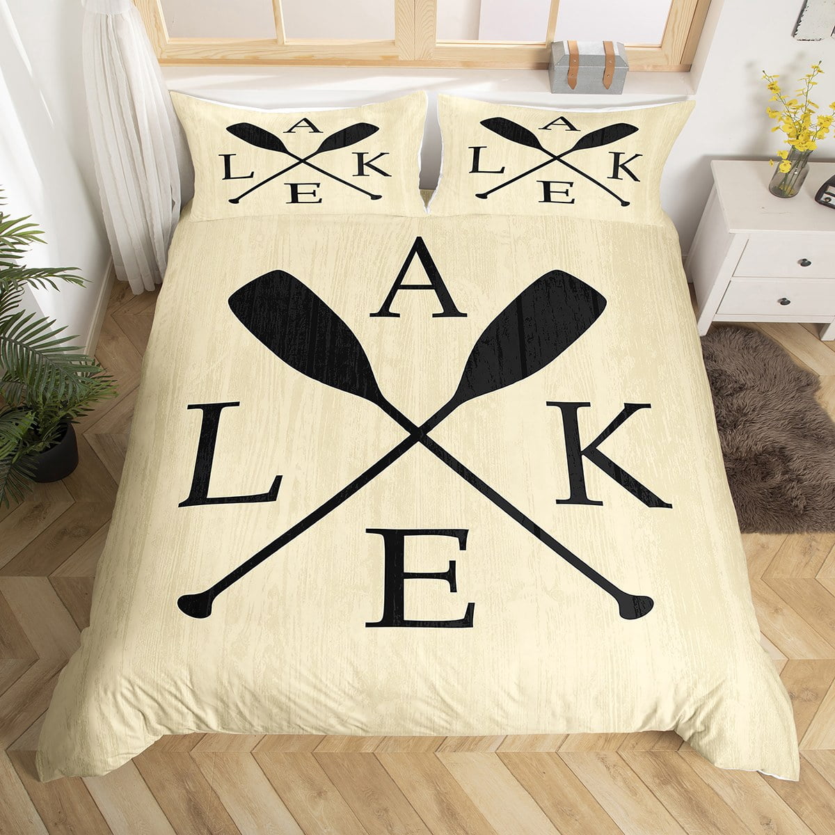 The Lake House Duvet Cover Queen Vintage Paddle Farmhouse Bedding Set ...