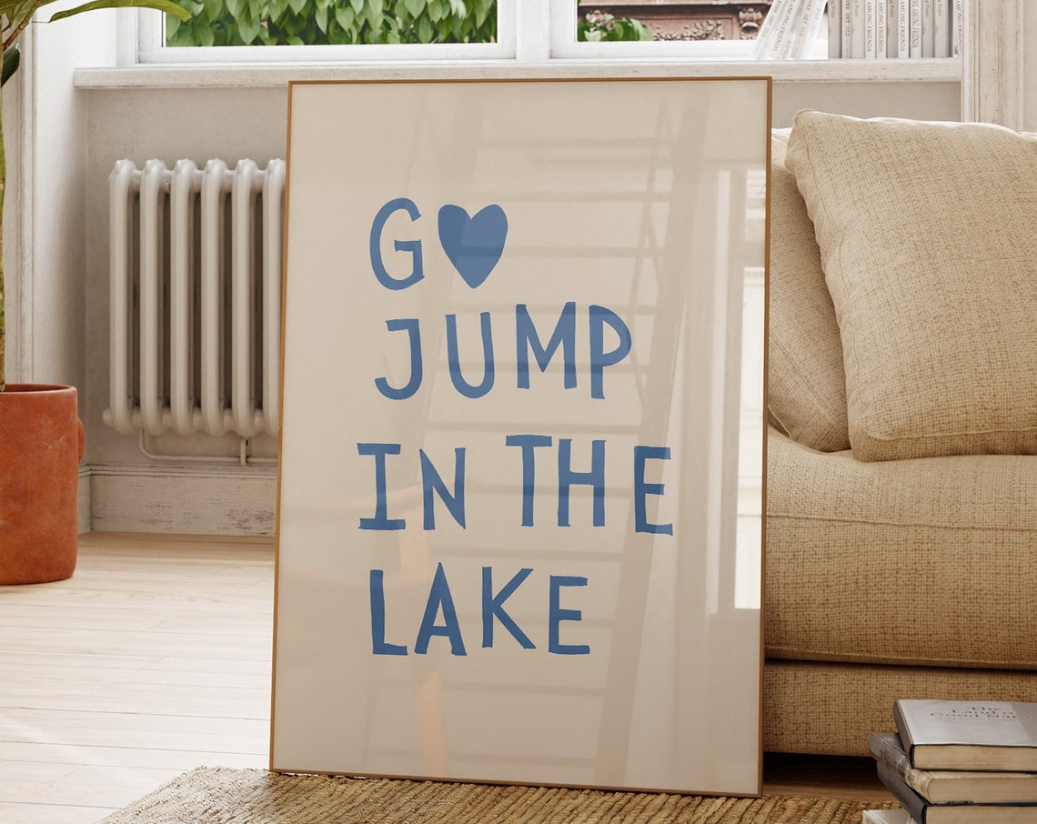 Lake House Print Blue Heart Typography Poster Trendy Lake Decor Summer ...
