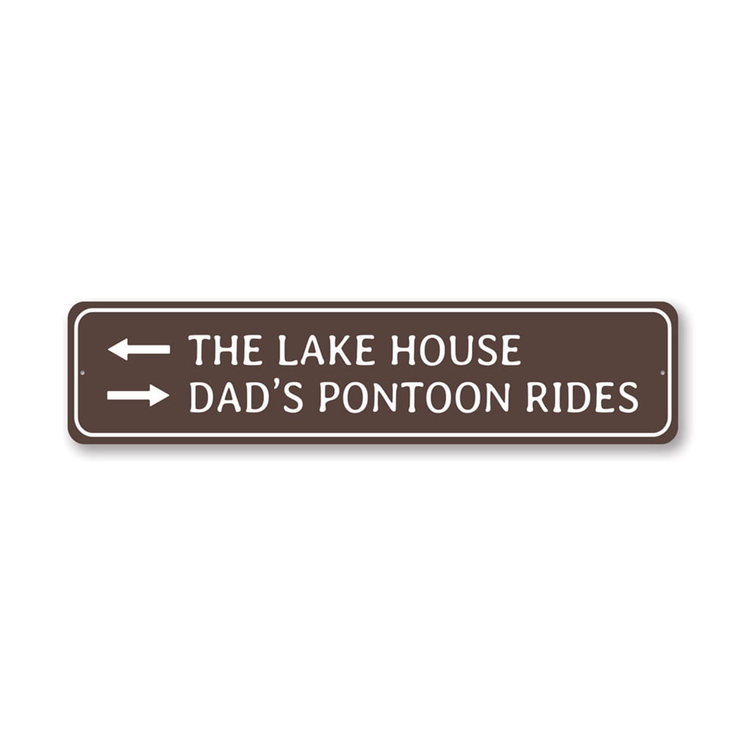 Lake House Sign, Pontoon Rides Sign, Arrow Aluminum Metal Decor Sign ...