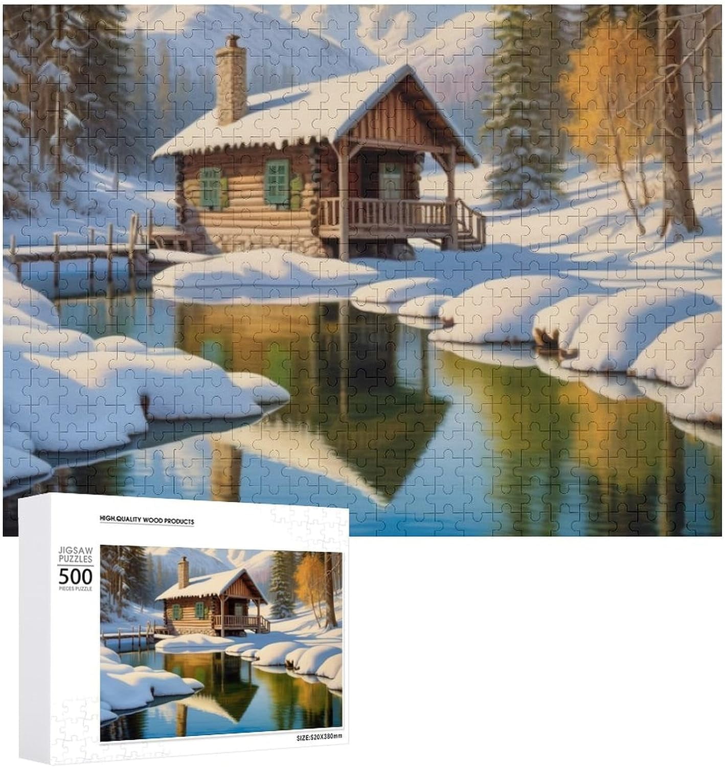 Lake House Snow Puzzle 500 Pieces Jigsaw Puzzles for Adults Teens,20 ...