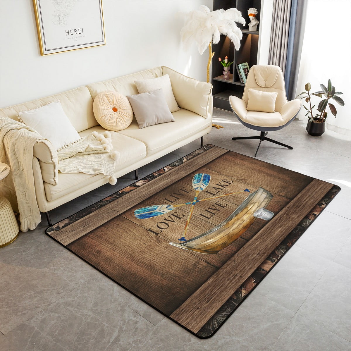 Lake Life Area Rug 5x7 for Bedroom Living Room Playroom,Oil Painting ...