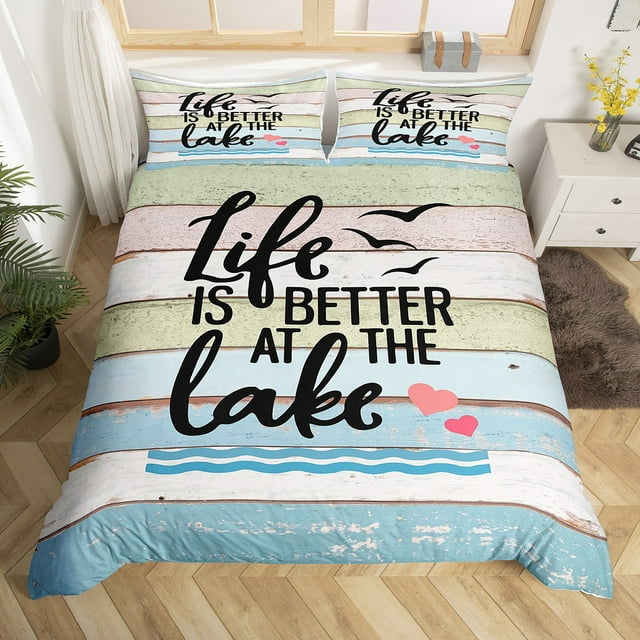Lake Life Bedding Set Ocean Seagull Comforter Cover for Adults Women ...