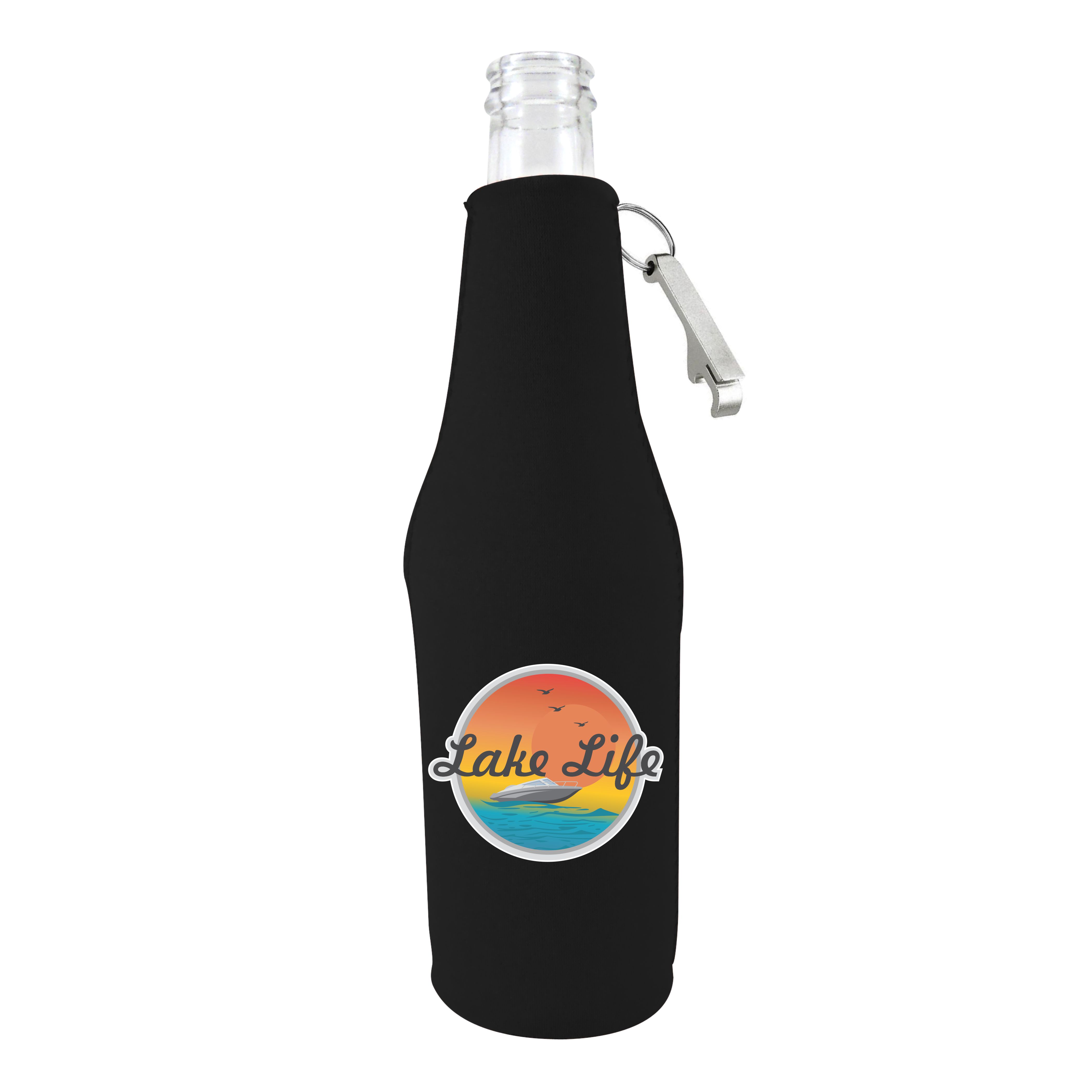 Lake Life Beer Bottle Coolie (Black With Opener) - Walmart.com