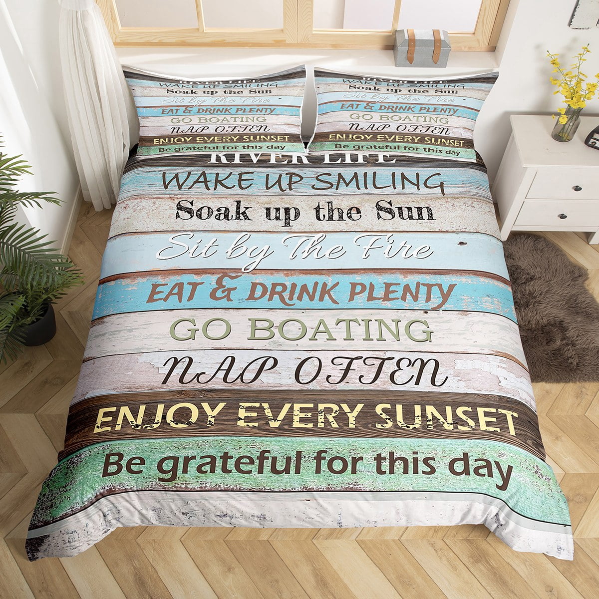 Lake Life Comforter Cover Lake Cabin Decor Duvet Cover Full for Adults ...
