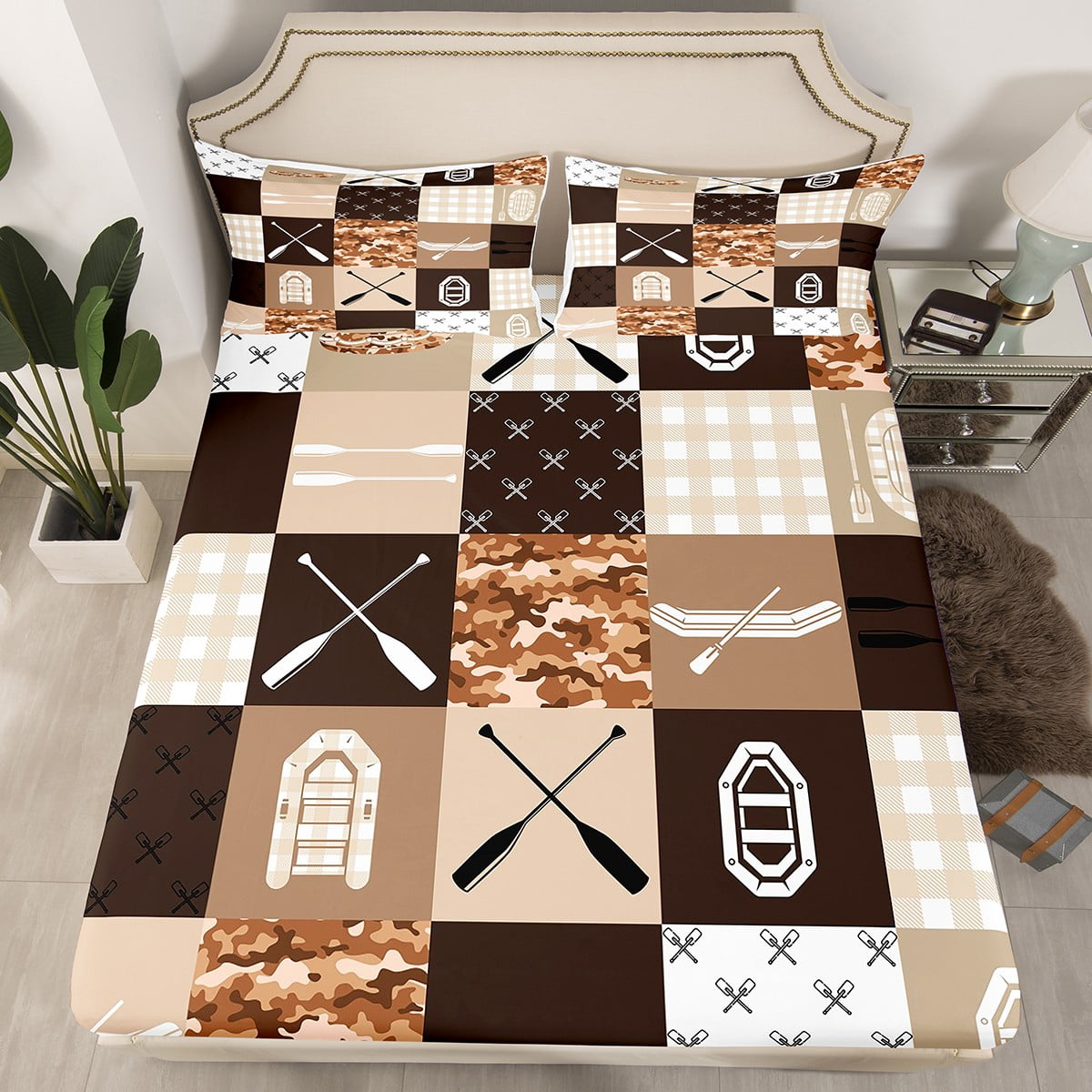 Lake Life Fitted Sheet, Lake Accessories Bedding Set Lake House Bed ...