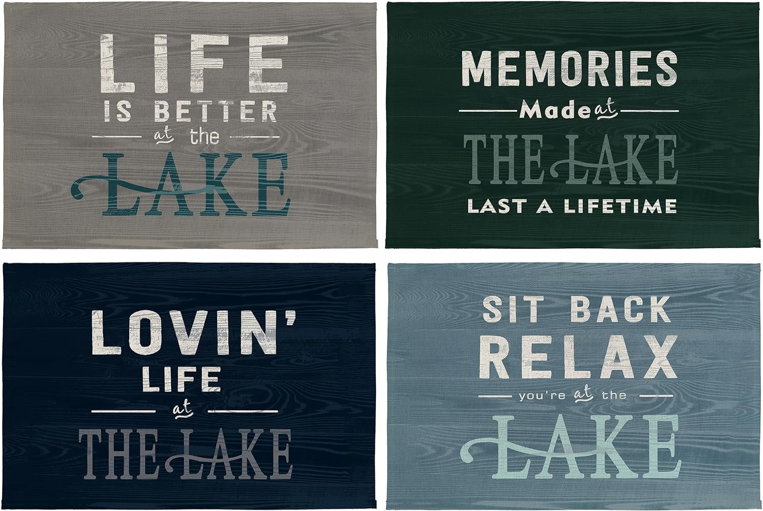 Lake Life Placemats Set of 4,Lake House Rustic Table Mats Place Mats ...