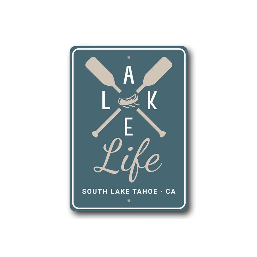 Lake Life South Lake Tahoe Canoeing Sign Lake House Sign Cabin Metal ...