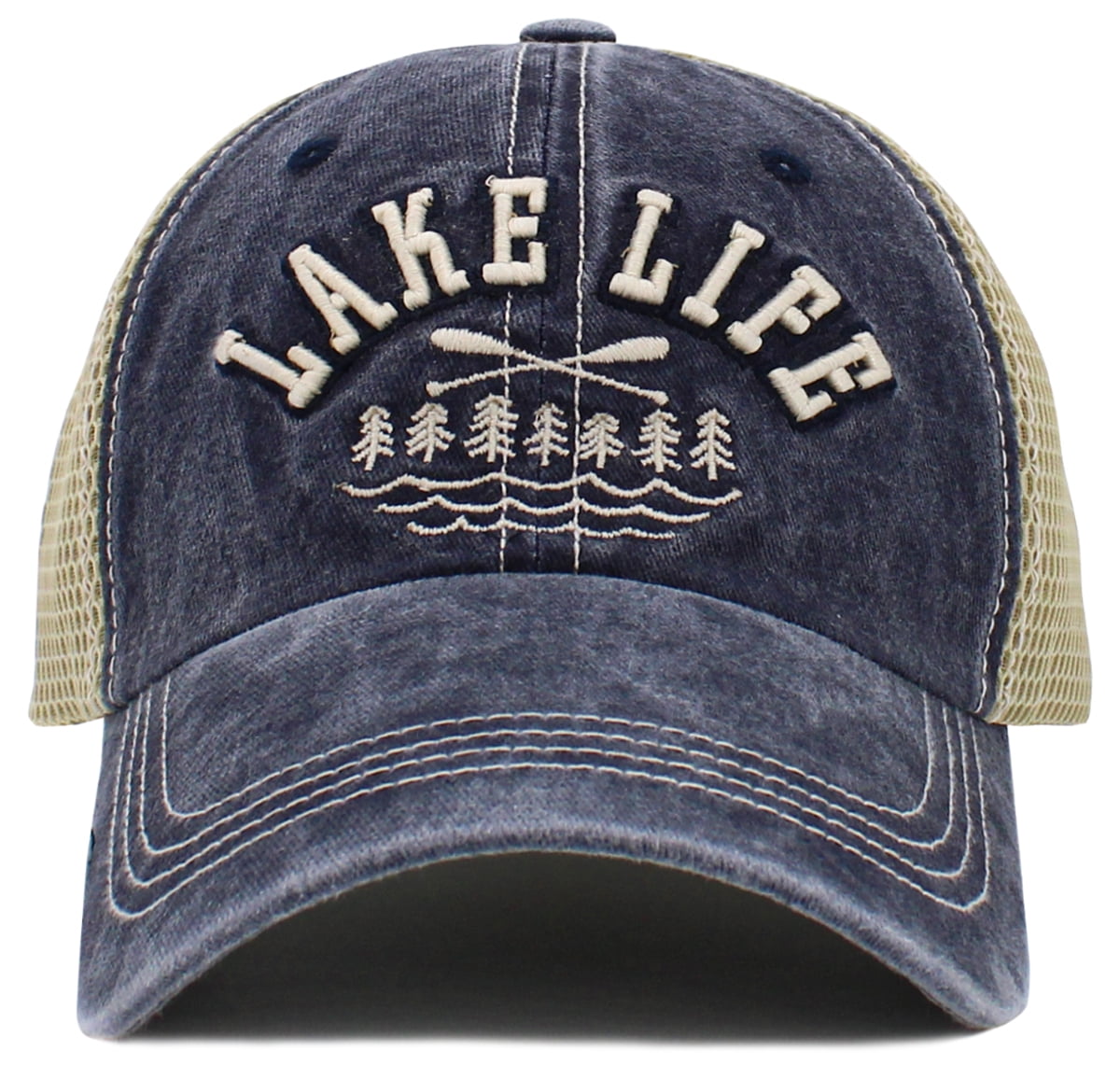 Lake Life Vintage Washed Mesh Back Trucker Baseball Cap Hat Oars ...