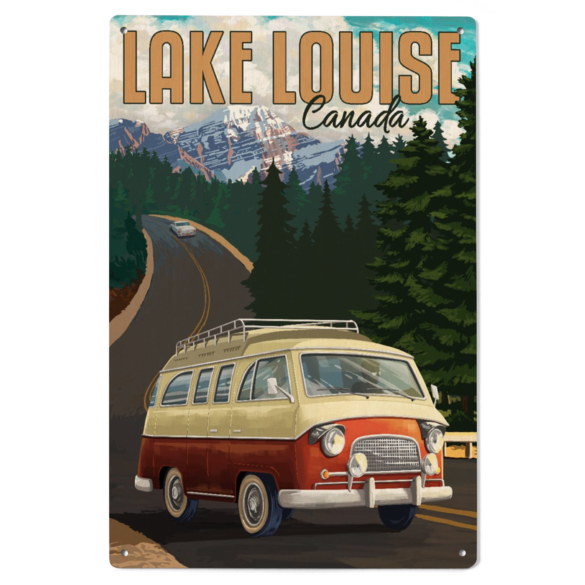 Lake Louise, Canada, Camper Van Birch Wood Wall Sign (6x9 Rustic Home ...