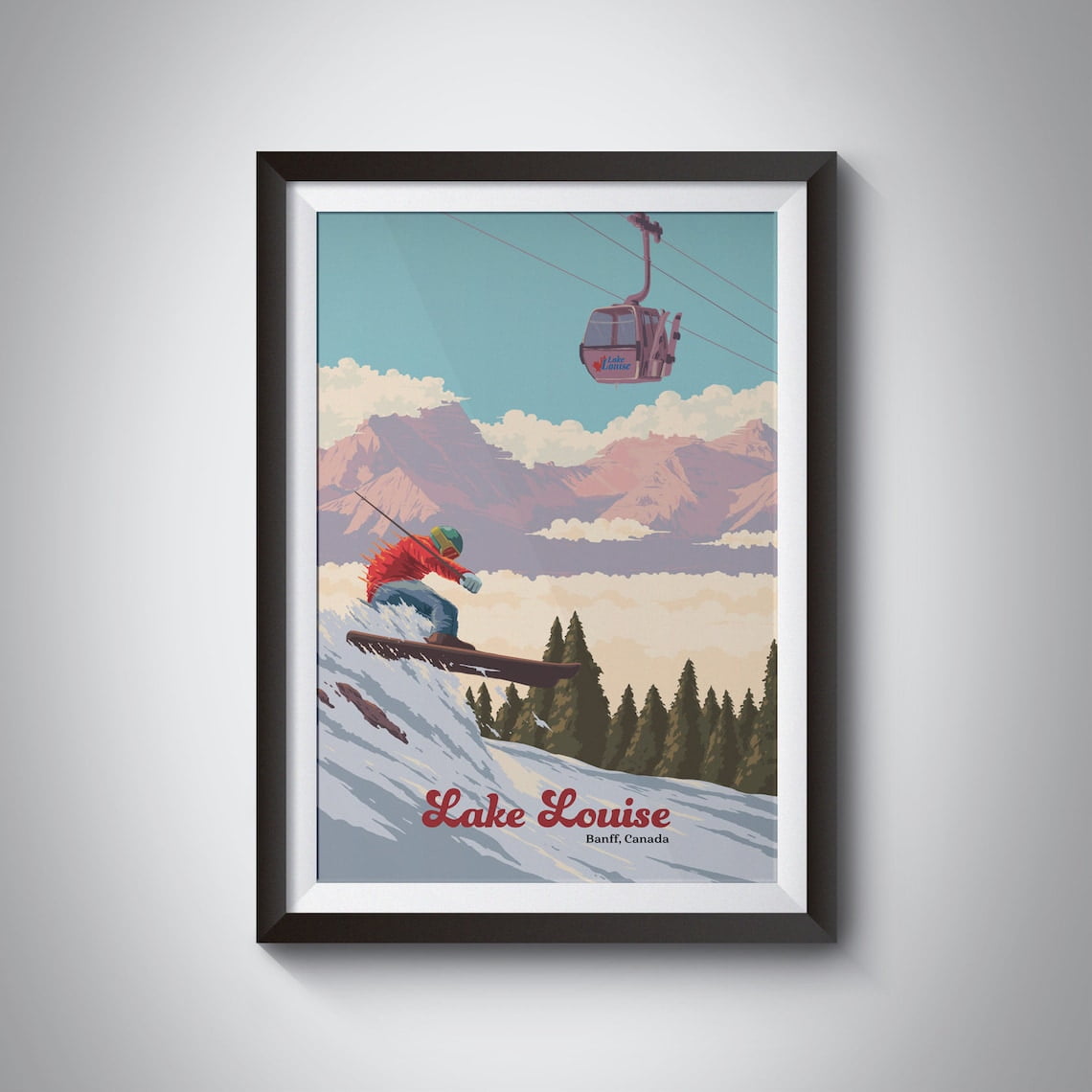 Lake Louise Ski Resort Poster, Banff National Park Art, Canada Travel ...