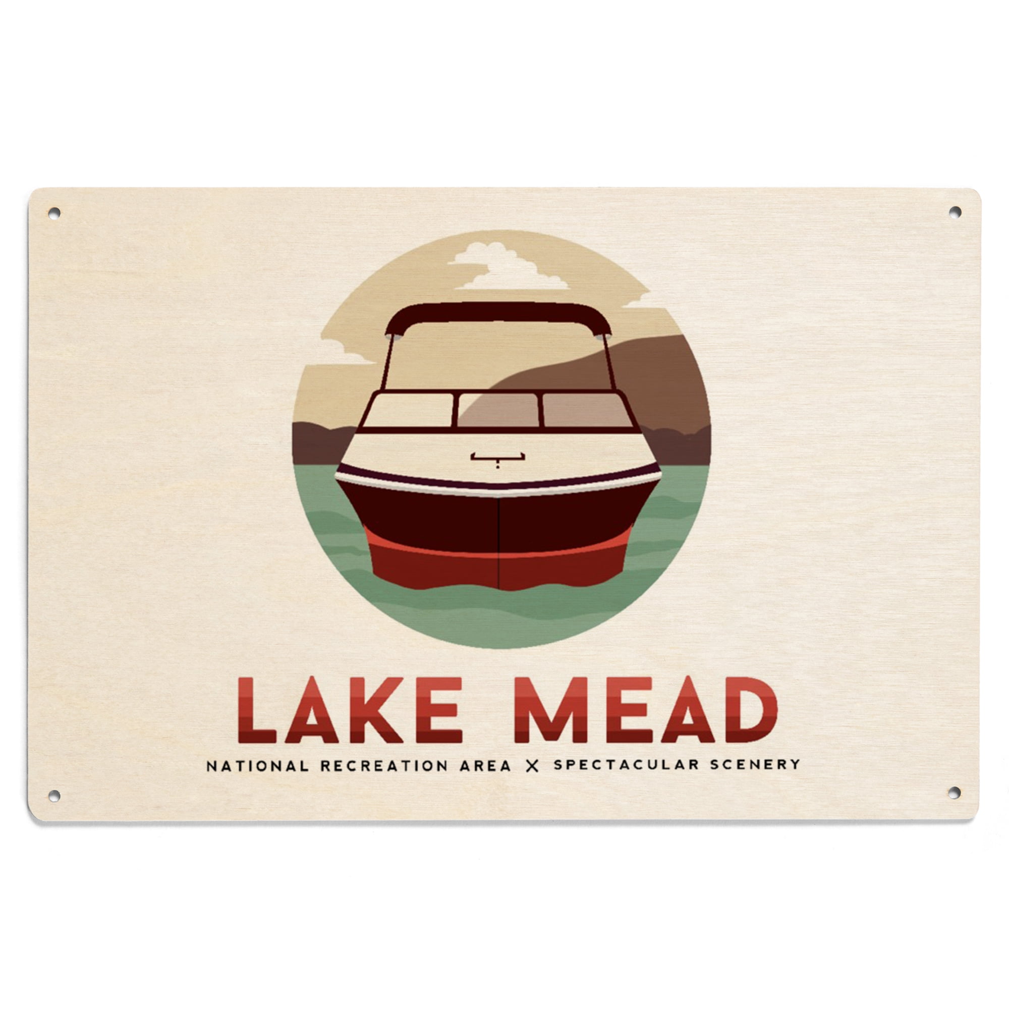 Lake Mead National Recreation Area, Speed Boat Birch Wood Wall Sign ...