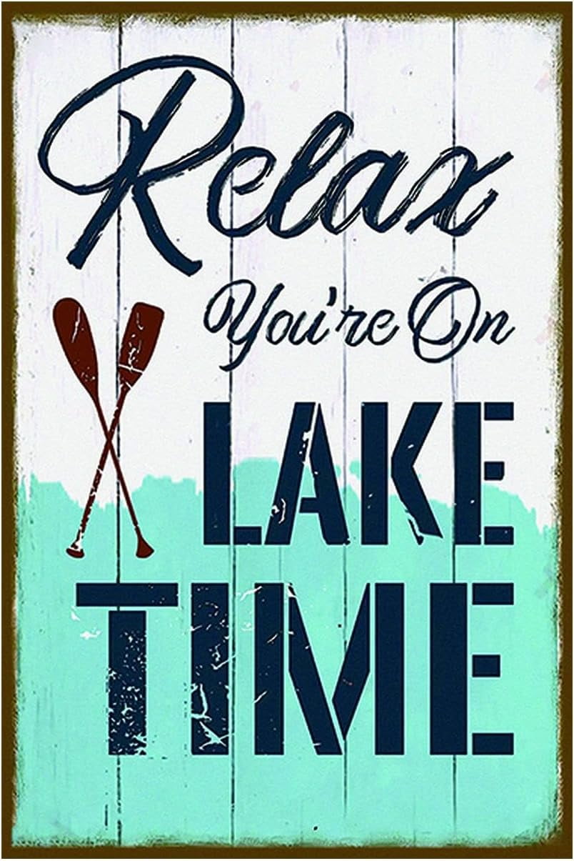 Lake Metal Sign, Boarding Wall Art, Mountain Décor Poster，Relax Lake ...