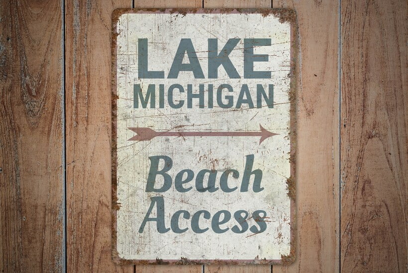 Lake Michigan Lake Direction Sign Lake Name Sign Lake Michigan Decor ...