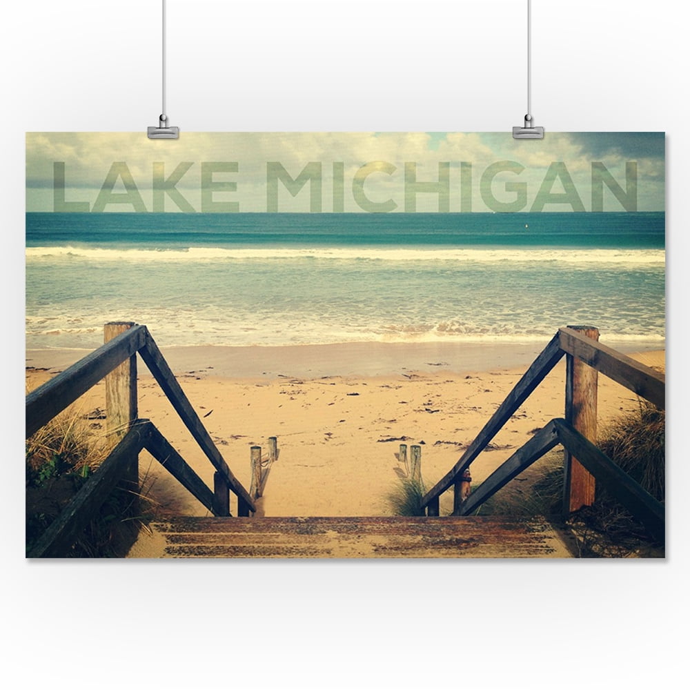 Lake Michigan, Sandy Stairs and Beach - Walmart.com