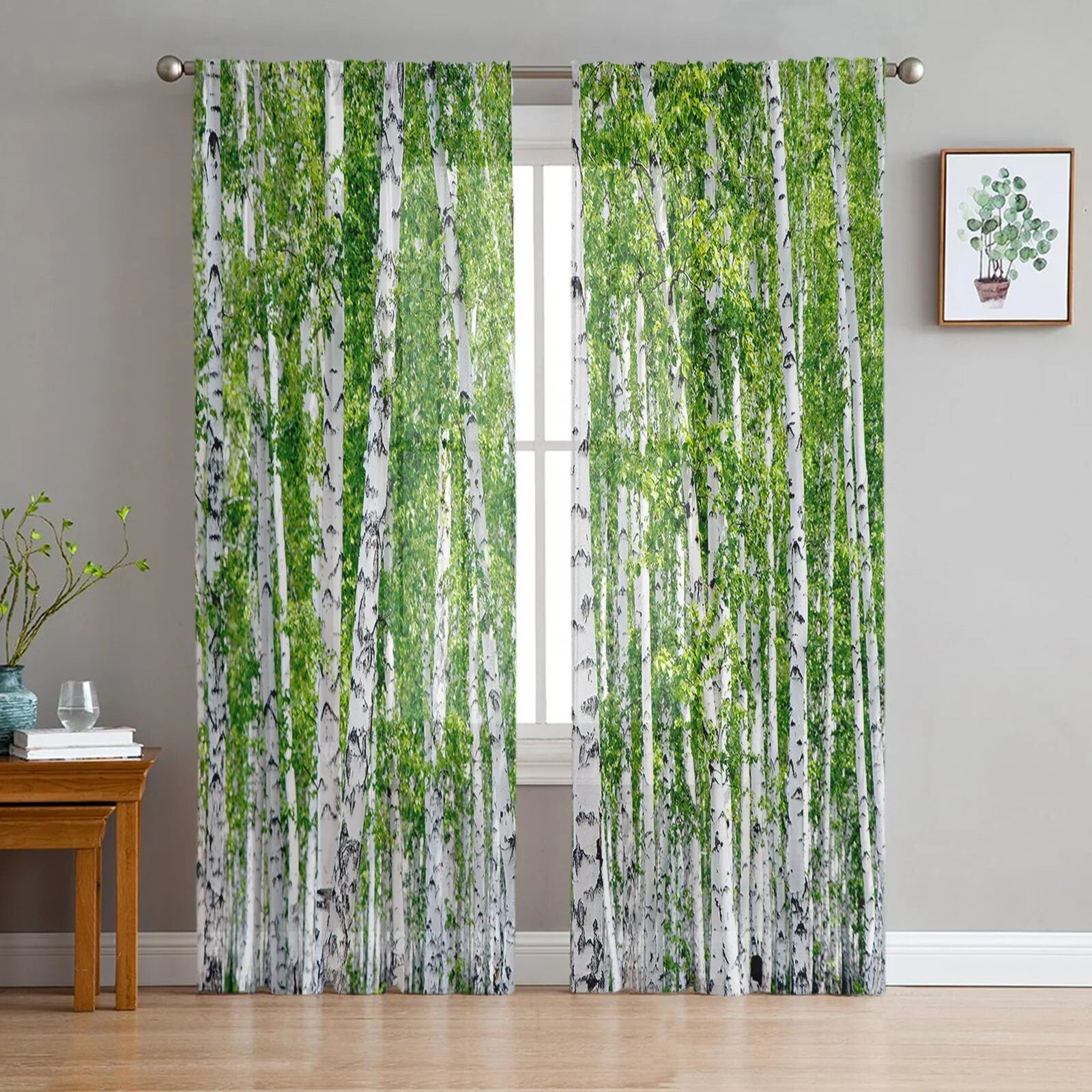 Lake Nature Trees Mountains Sky Clouds Blue Tulle Sheer Window Curtains ...