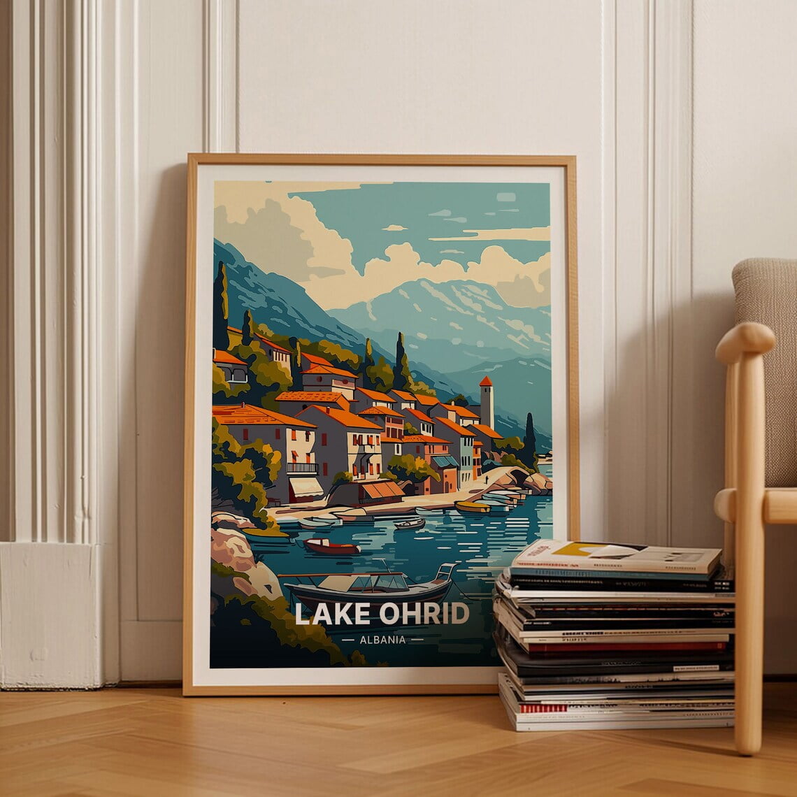 Lake Ohrid Scenic Travel Poster, North Macedonia & Albania Wall Art ...