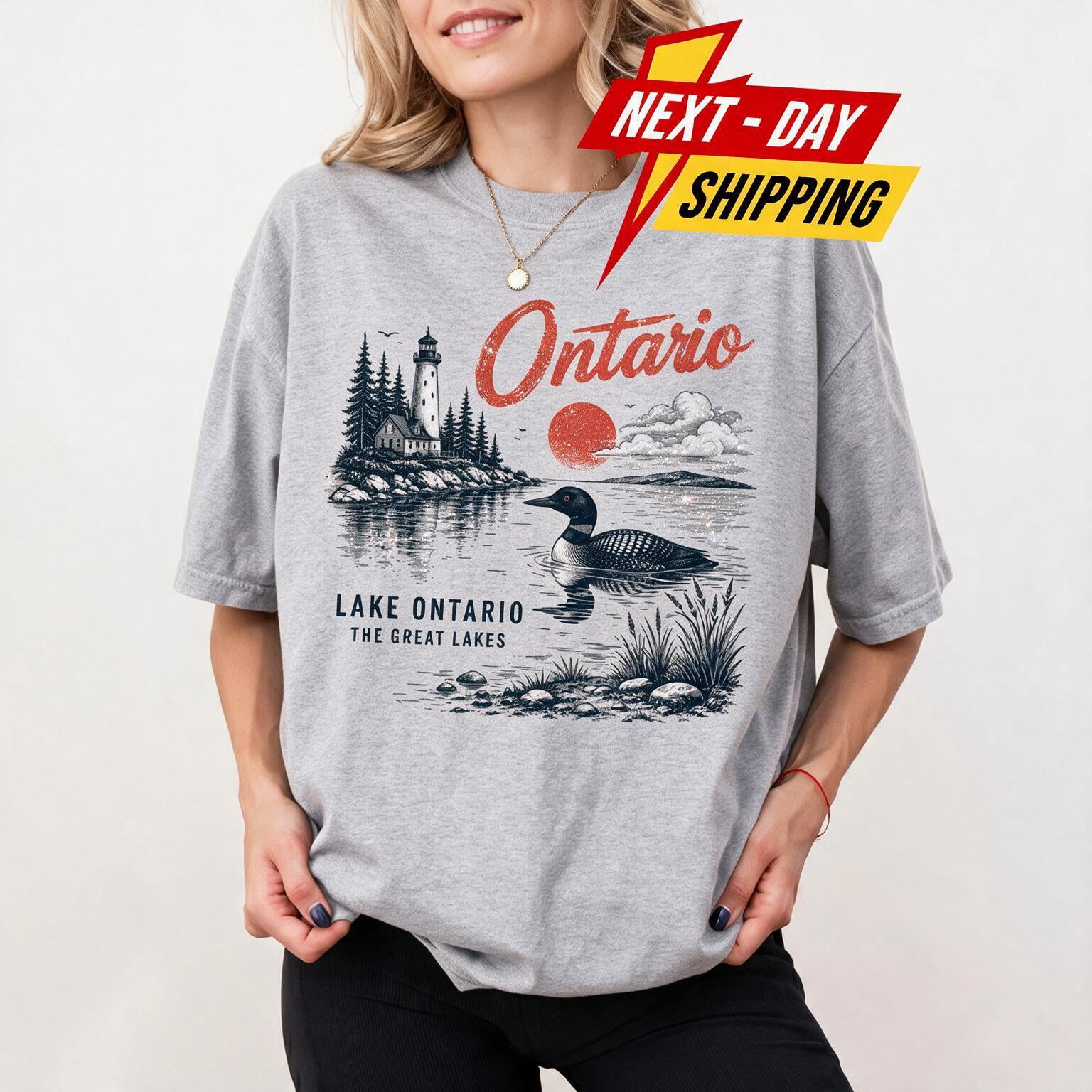 Lake Ontario Loon Shirt, Vintage Great Lakes Lighthouse Tee, Retro ...