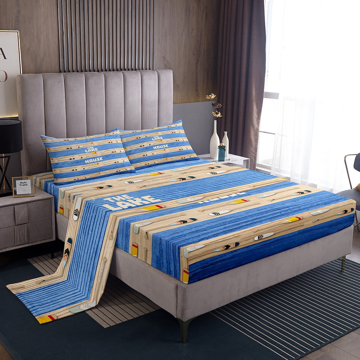 Lake Paddle Decor Bed Sheets Set, Rustic Farmhouse Old Barn Sheet Set ...