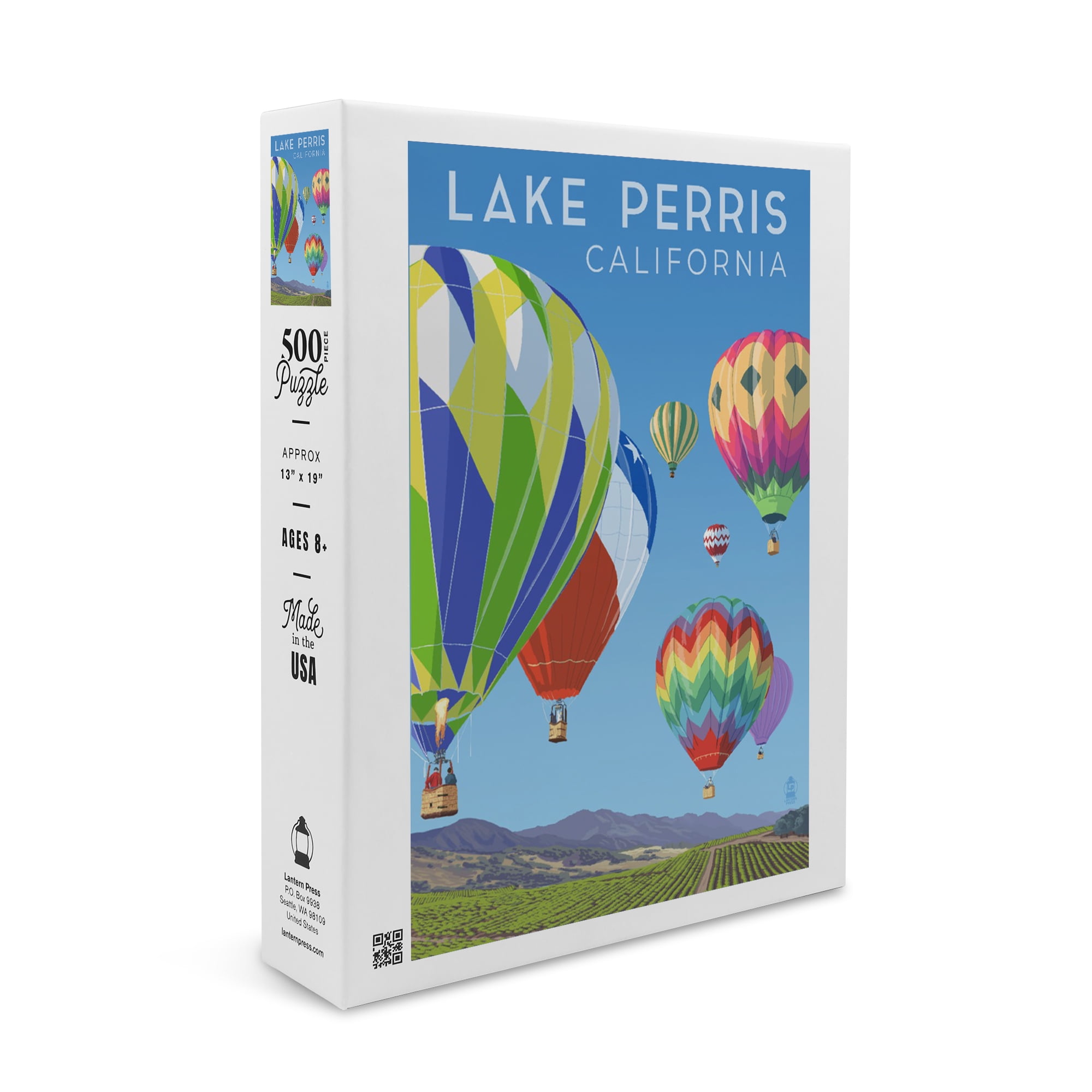 Lake Perris, California, Hot Air Balloons (19x27 inches, Premium 500 ...