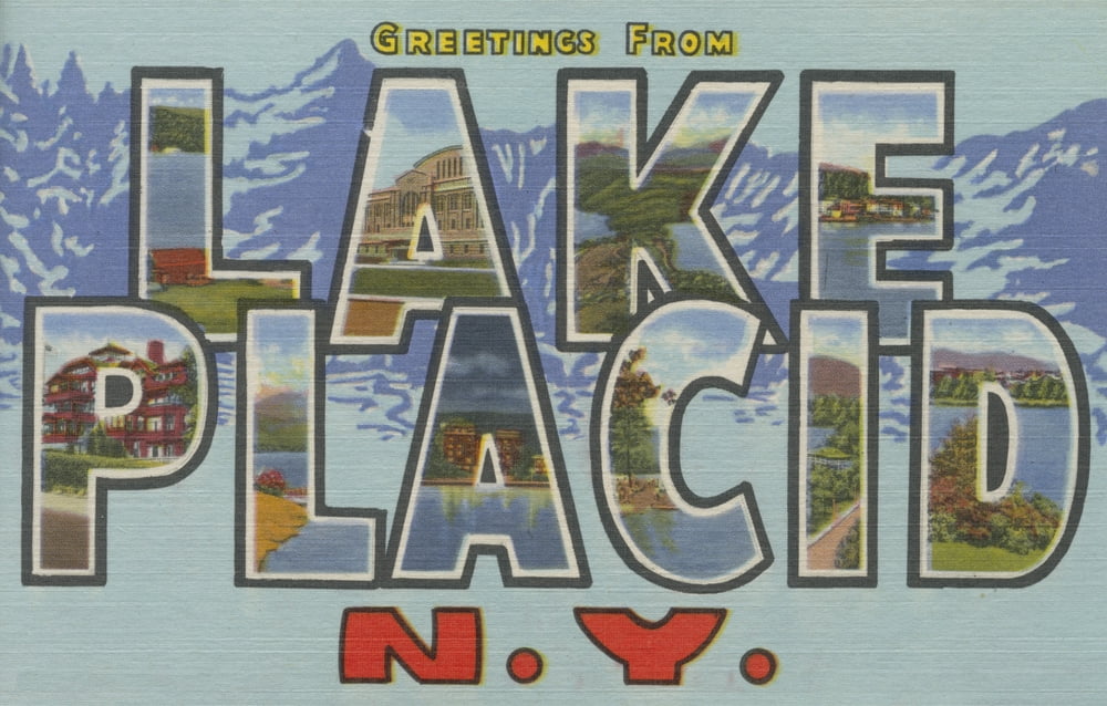 Lake Placid, New York, Large Letter Scenes (12x18 Wall Art Poster, Room ...