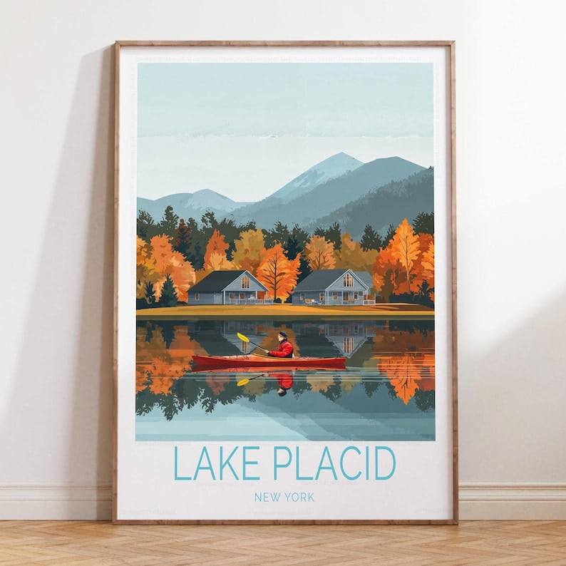 Lake Placid New York Poster – Lake Placid Wall Art, New York Print ...