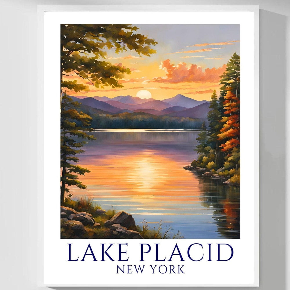 Lake Placid Wall Art - Lake Placid Poster, Scenic Adirondack Mountain ...