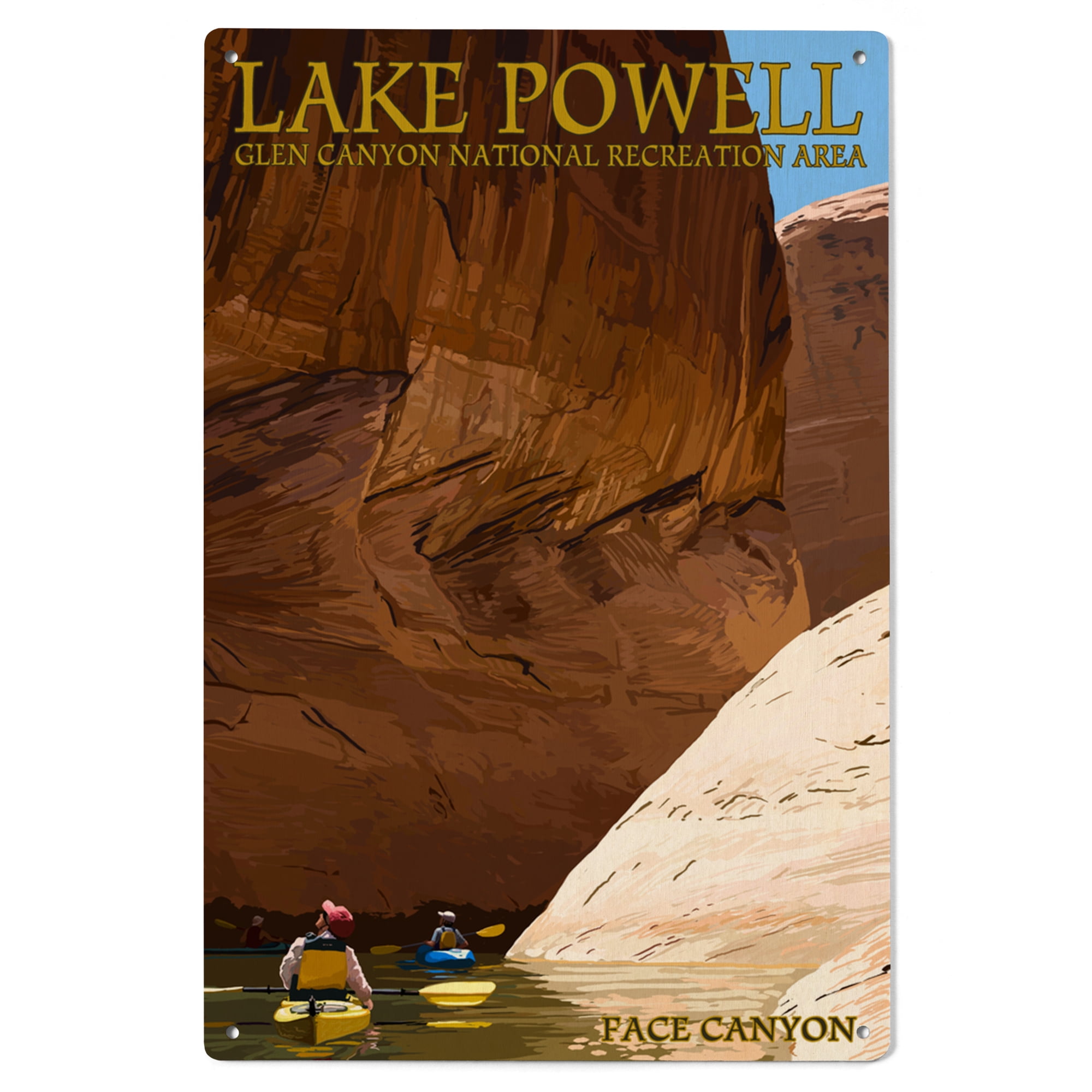 Lake Powell, Face Canyon and Kayakers Birch Wood Wall Sign (6x9 Rustic ...