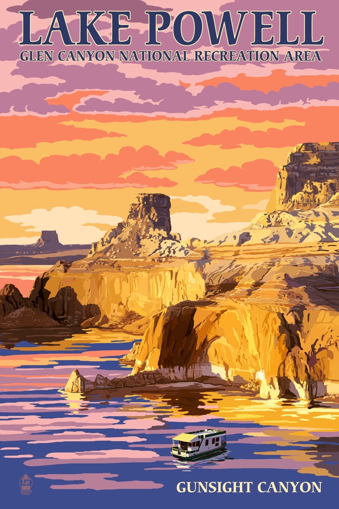 Lake Powell, Gunsight Canyon and Sunset (16x24 Giclee Gallery Art Print ...
