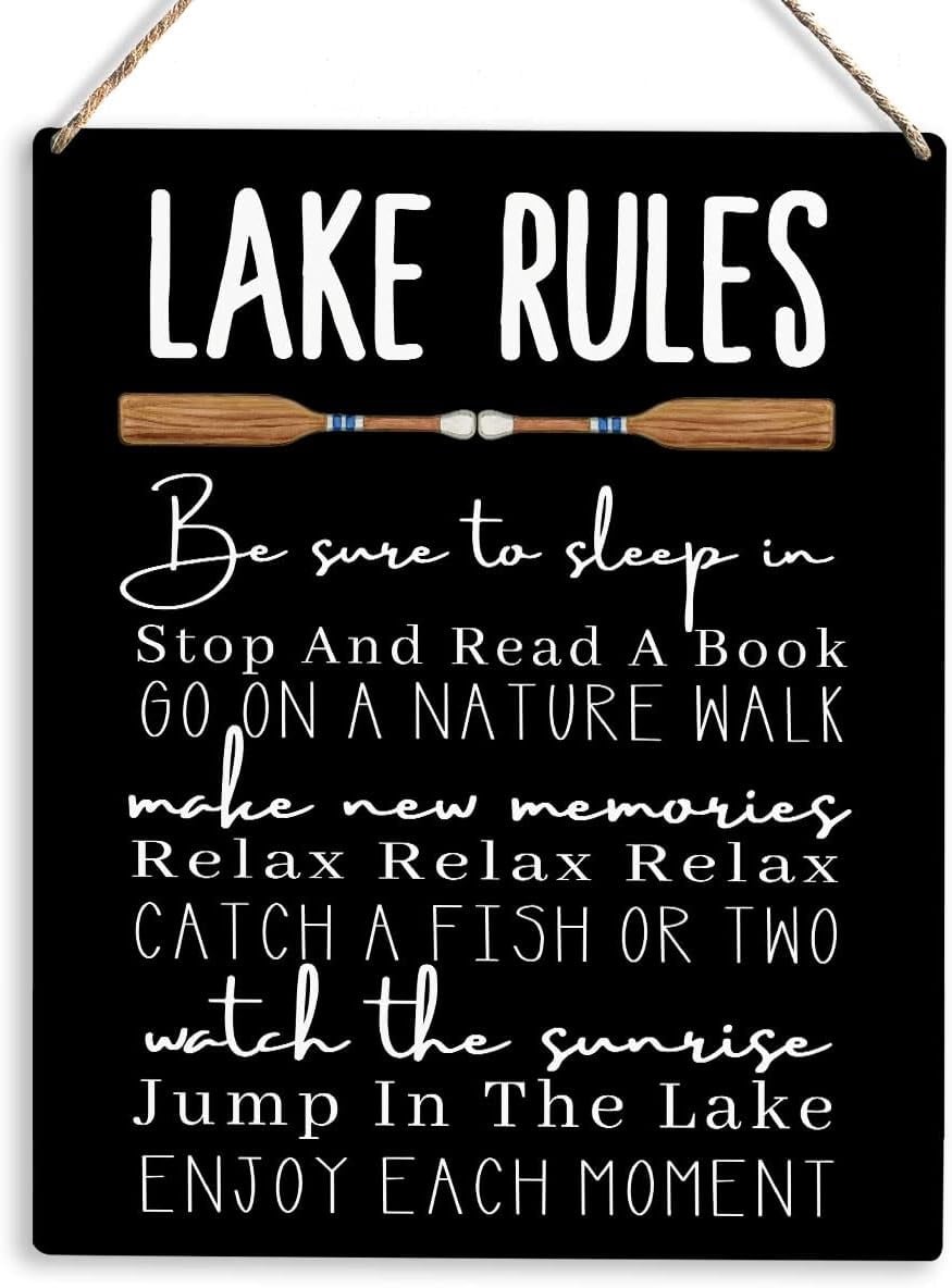 Lake Rules Artwork Wood Sign Rustic Farmhouse Style Be Sure to Sleep in ...
