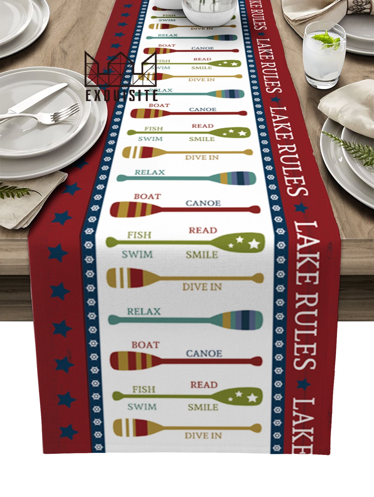 Lake Rules Oars Rowing Coffee Table Decor Home Decor Farmhouse Rustic ...