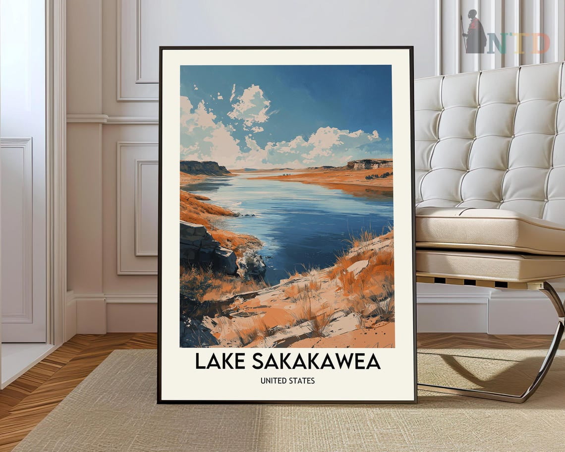 Lake Sakakawea Poster, Lake Sakakawealake Sakakawea Print, Lake ...