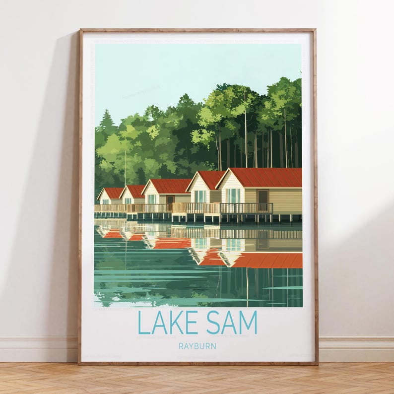 Lake Sam Rayburn Texas Poster Texas Wall Art Lake Sam Rayburn Print ...