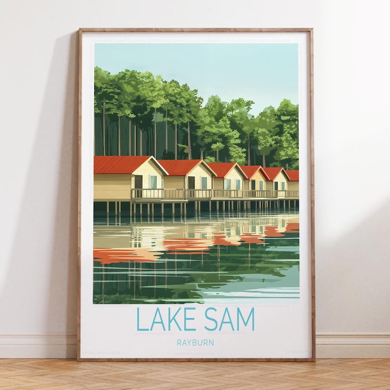 Lake Sam Rayburn Texas Print Texas Poster Lake Sam Rayburn Wall Art ...