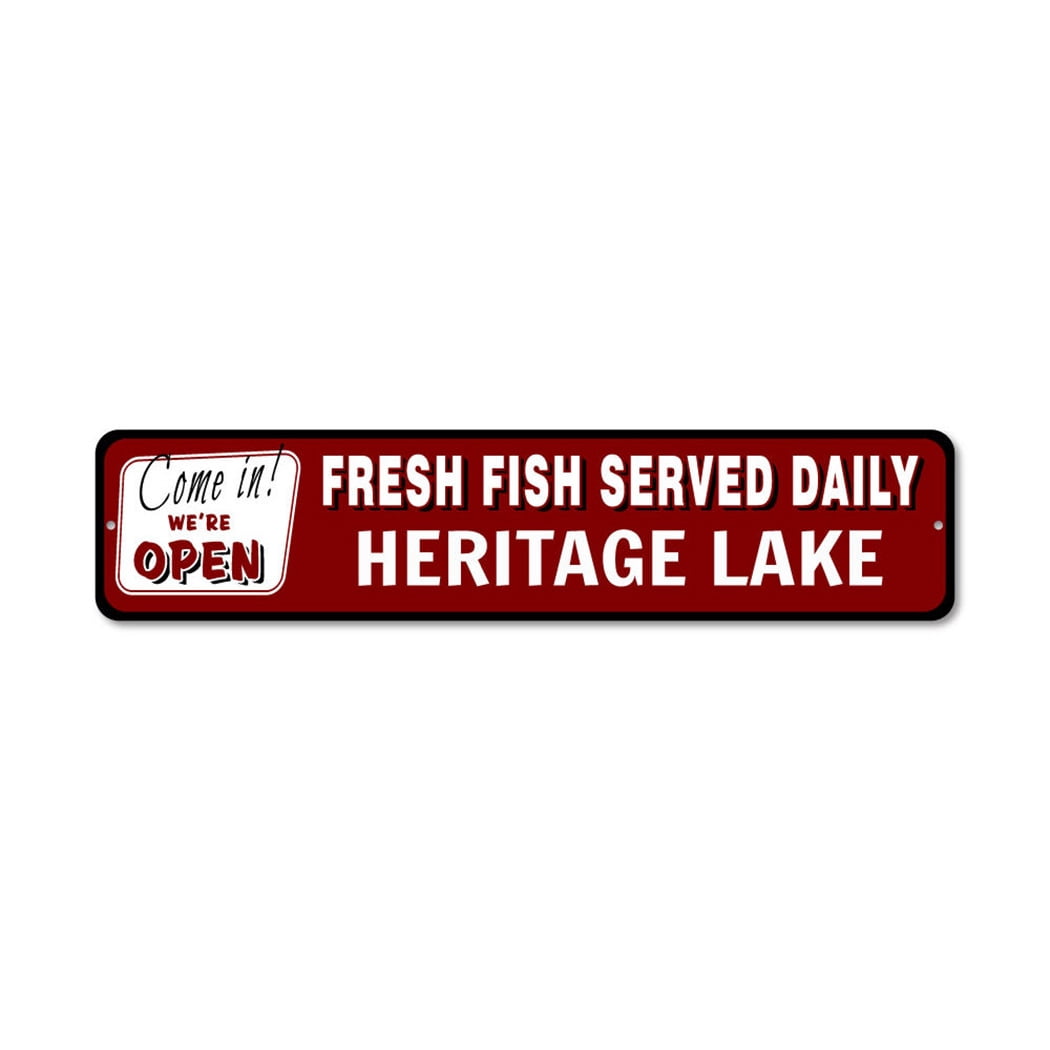 Lake Sign, Custom Lake Sign, Open Fresh Fish Served Daily Lake House ...