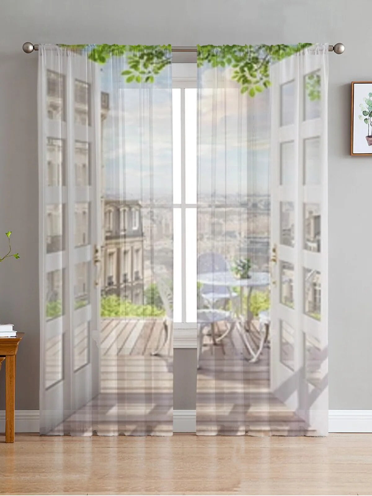 Lake Snow Mountain Forest Chiffon Sheer Curtains for Living Room Home ...