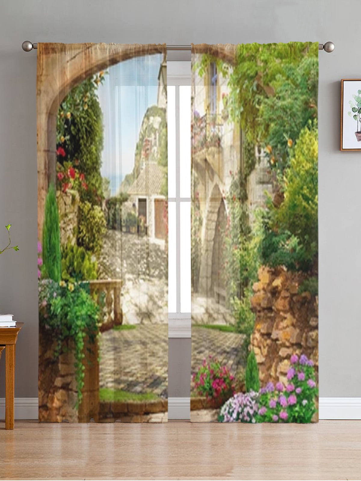 Lake Snow Mountain Forest Chiffon Sheer Curtains for Living Room Home ...