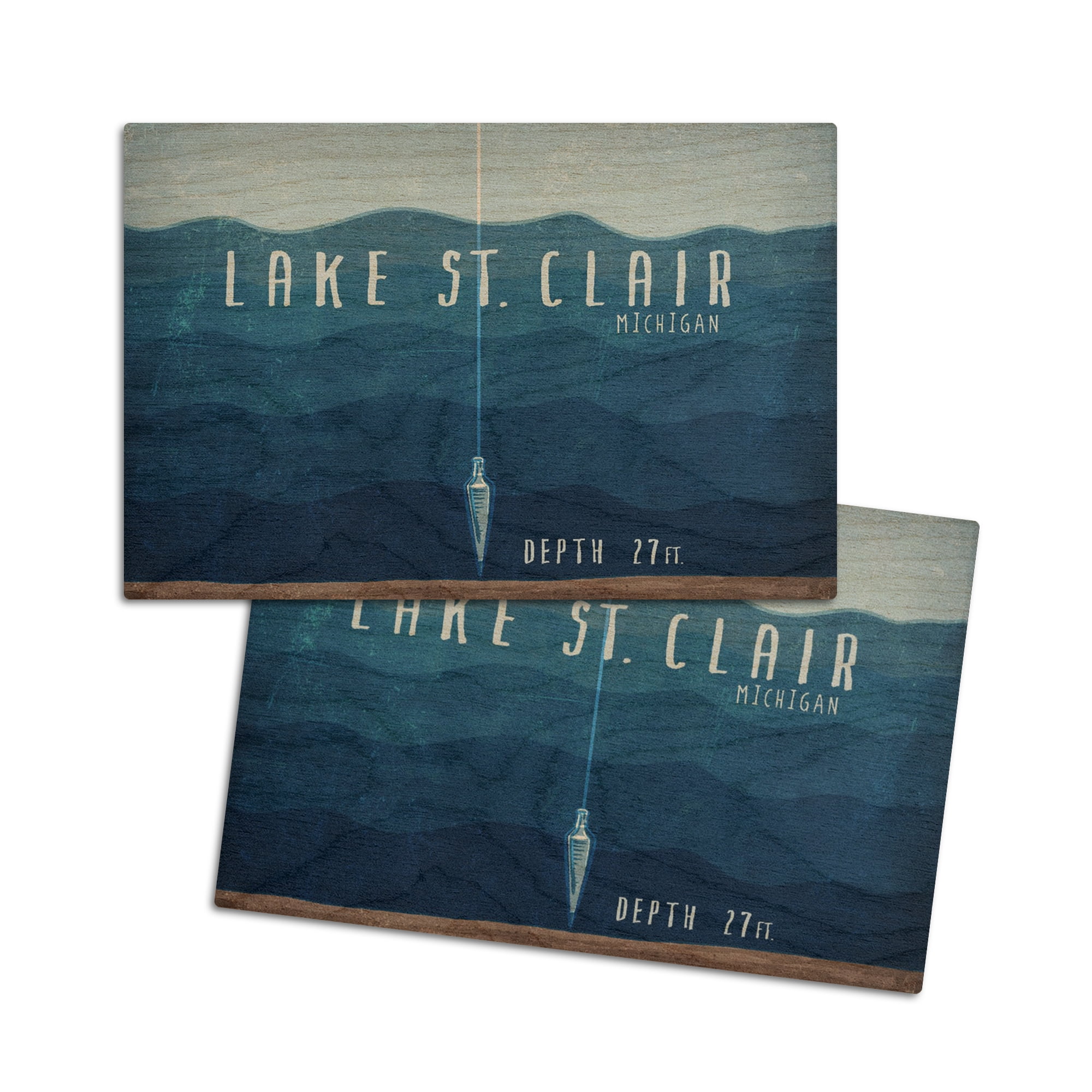 Lake St. Clair, Michigan, Lake Essentials, Lake Depth (4x6 Birch Wood ...