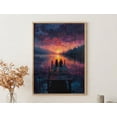 Lake Sunset Peaceful Dock Romantic Palette Knife Style, Stretched ...
