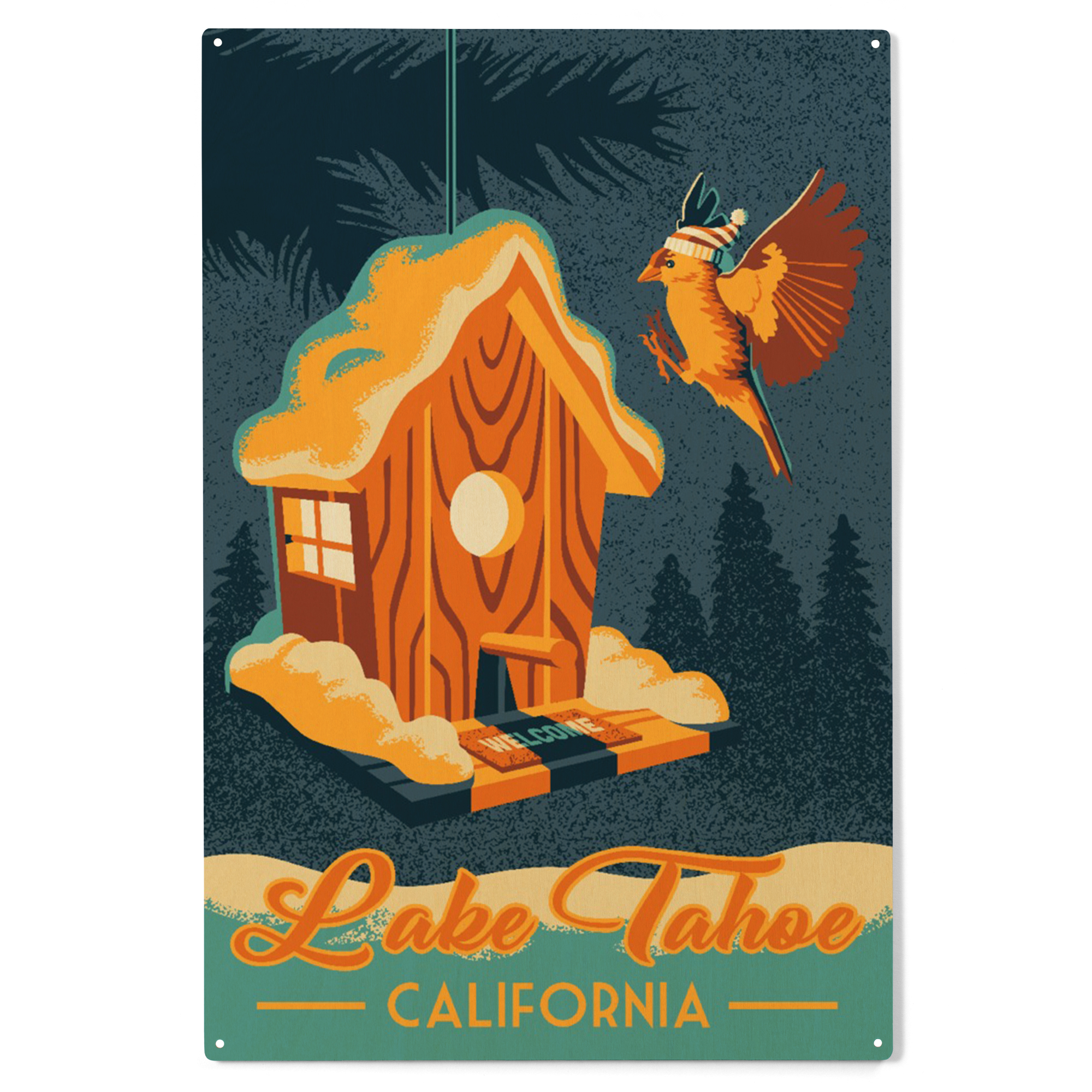 Lake Tahoe, California, Animal Activities Series, Bird Cabin Birch Wood ...