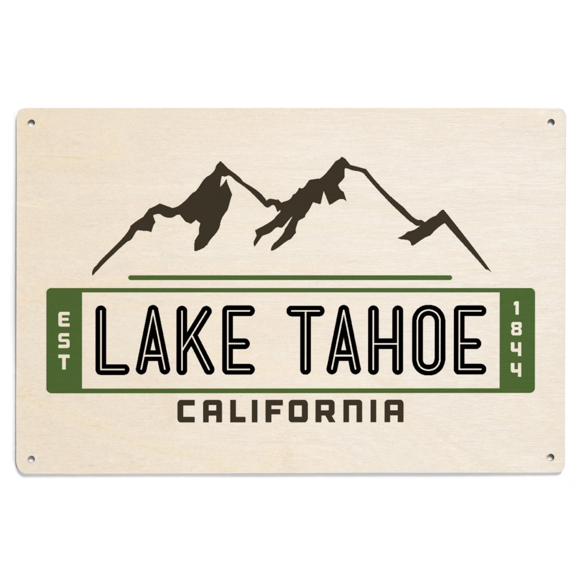 Lake Tahoe, California, Mountain, Contour, Vector Birch Wood Wall Sign ...