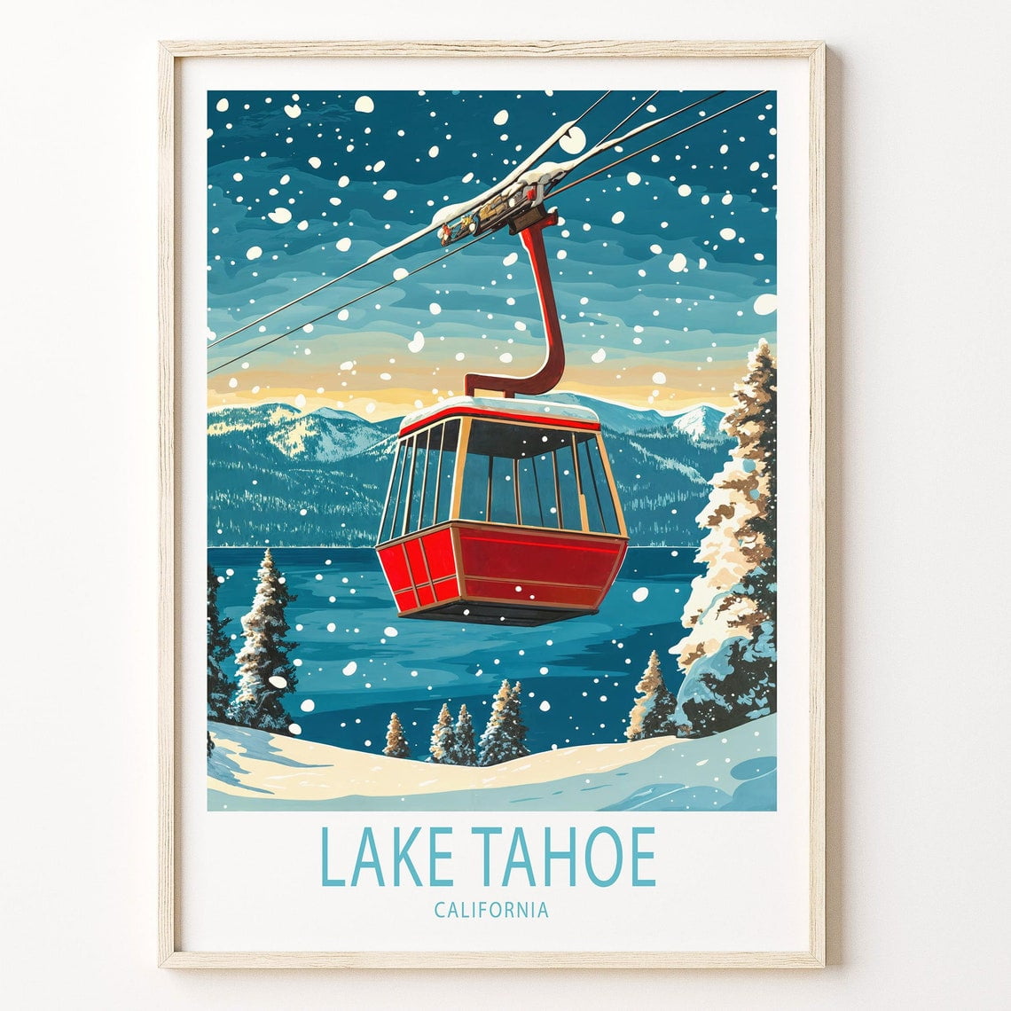 Lake Tahoe California Travel Poster, California Wall Art, Lake Thoe ...