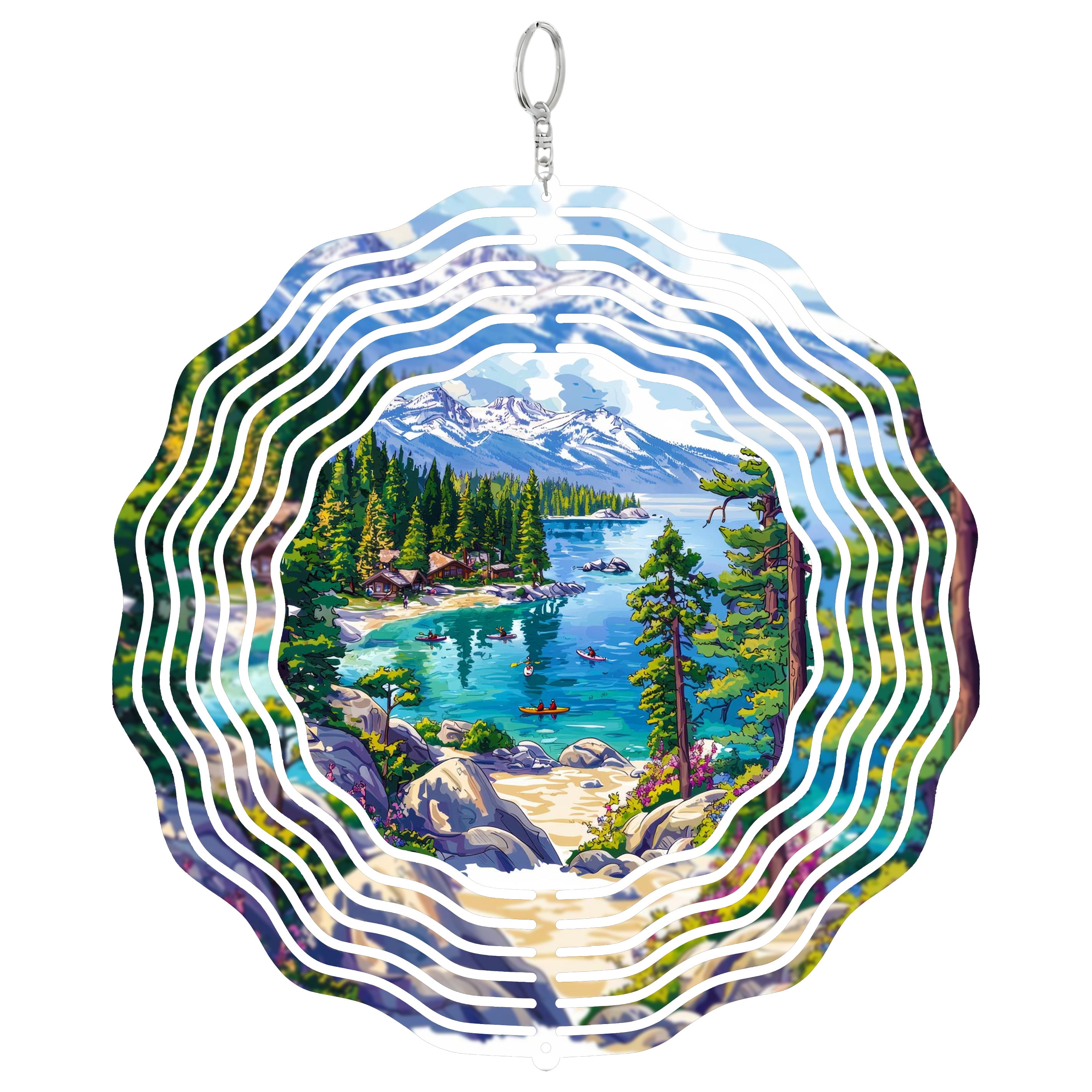 Lake Tahoe Emerald Bay Island 3D Wind Spinner Stainless Steel Kinetic ...